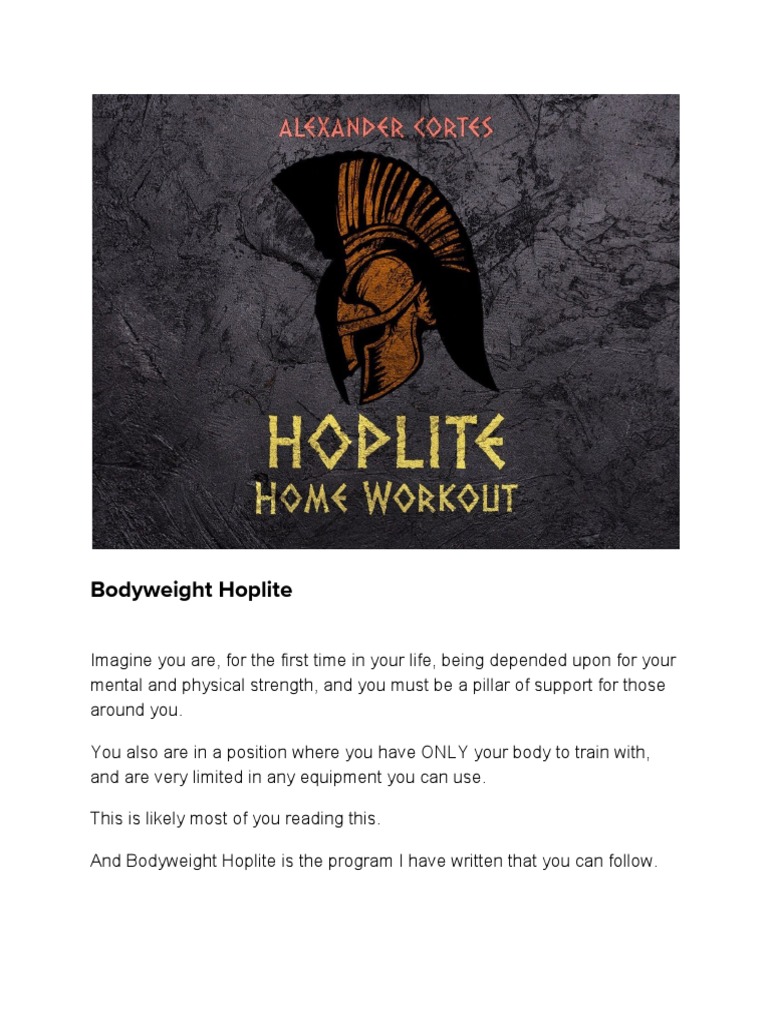 Bodyweight Hoplite: Ancient Greek Fitness Program | PDF | Physical Exercise | Sports