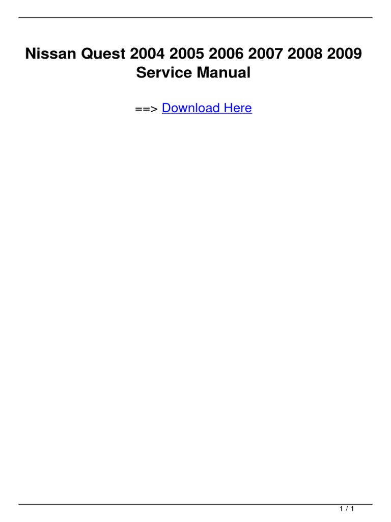 Nissan Quest Service Manual Download | PDF | Business | Technology ...