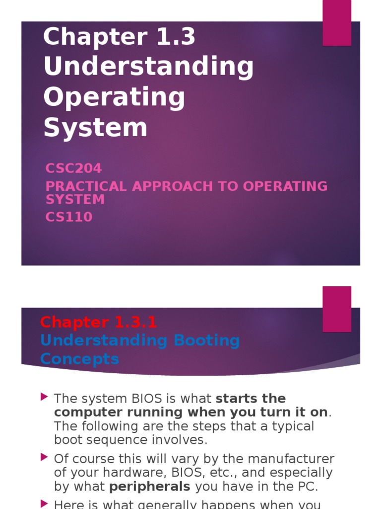 CSC204 - Chapter 1.3 | PDF | Booting | Bios