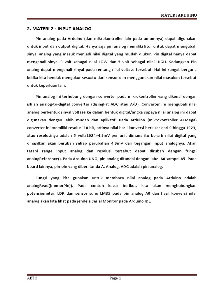 Materi 2 - Input Analog | PDF | Komputer