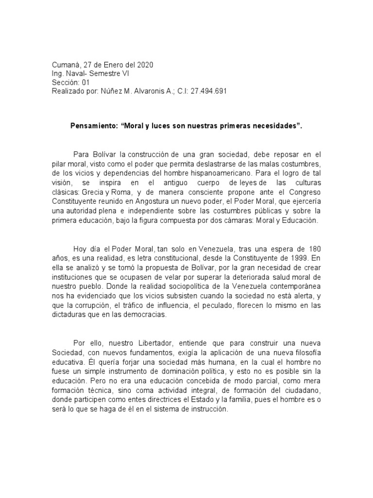 Poder Moral y Educación en Venezuela | PDF | Moralidad | Venezuela
