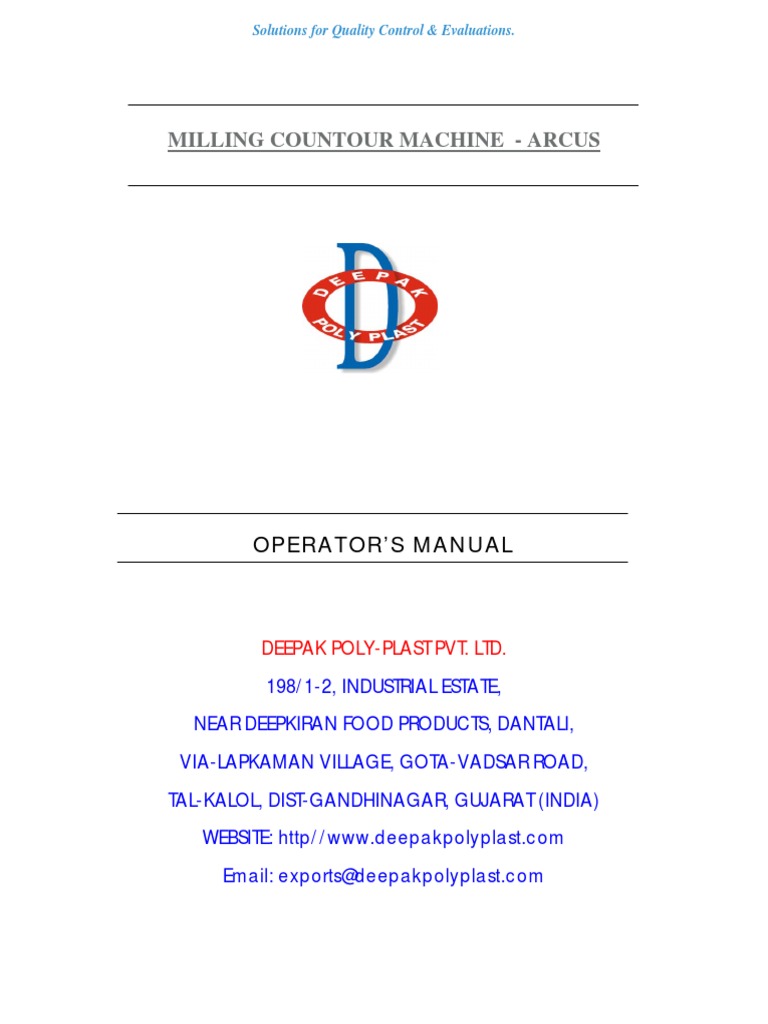 Milling Countour Machine Digital - Arcus - Close Chamber Type | PDF ...