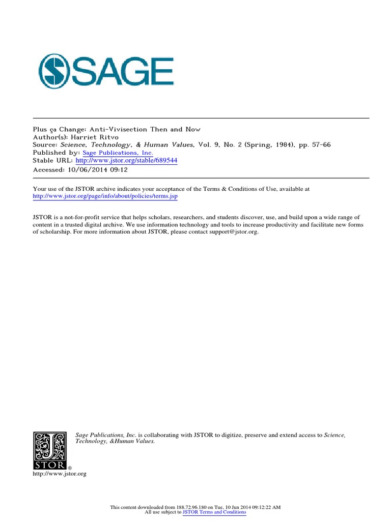Harriet Ritvo | PDF | Animal Rights | Rabies