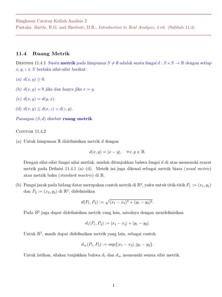 Ruang Metrik 1 | PDF