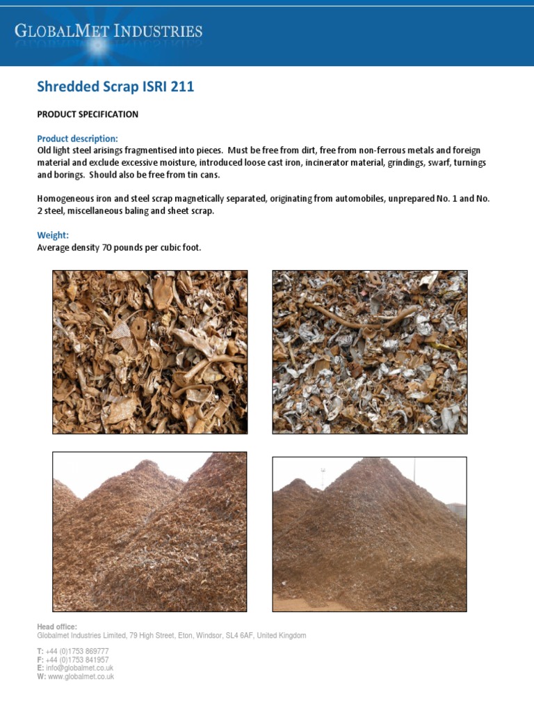 Shredded Scrap ISRI 211: Product Specification | PDF
