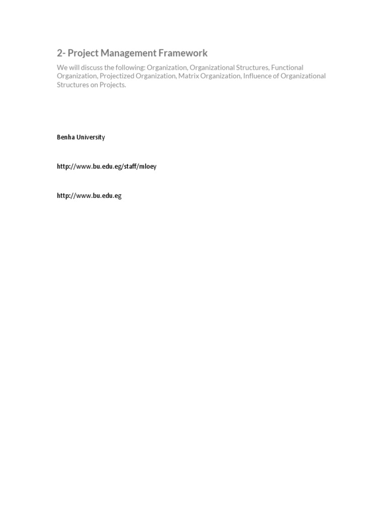 2-Project Management Framework PDF | PDF