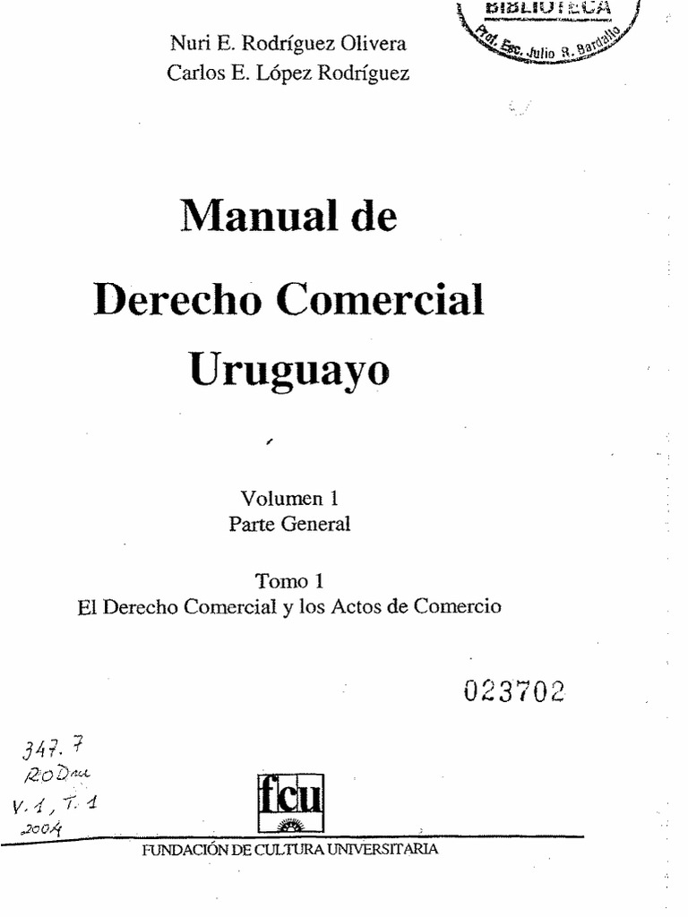 Manual de Derecho Comercial T1 Vol 1 Parte General - Nuri Rodriguez (Ed ...