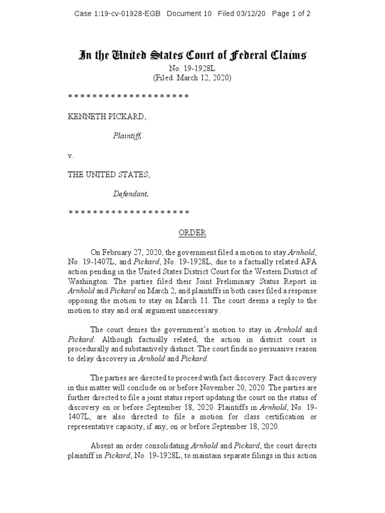 In The United States Court of Federal Claims: Plaintiff | PDF | Law