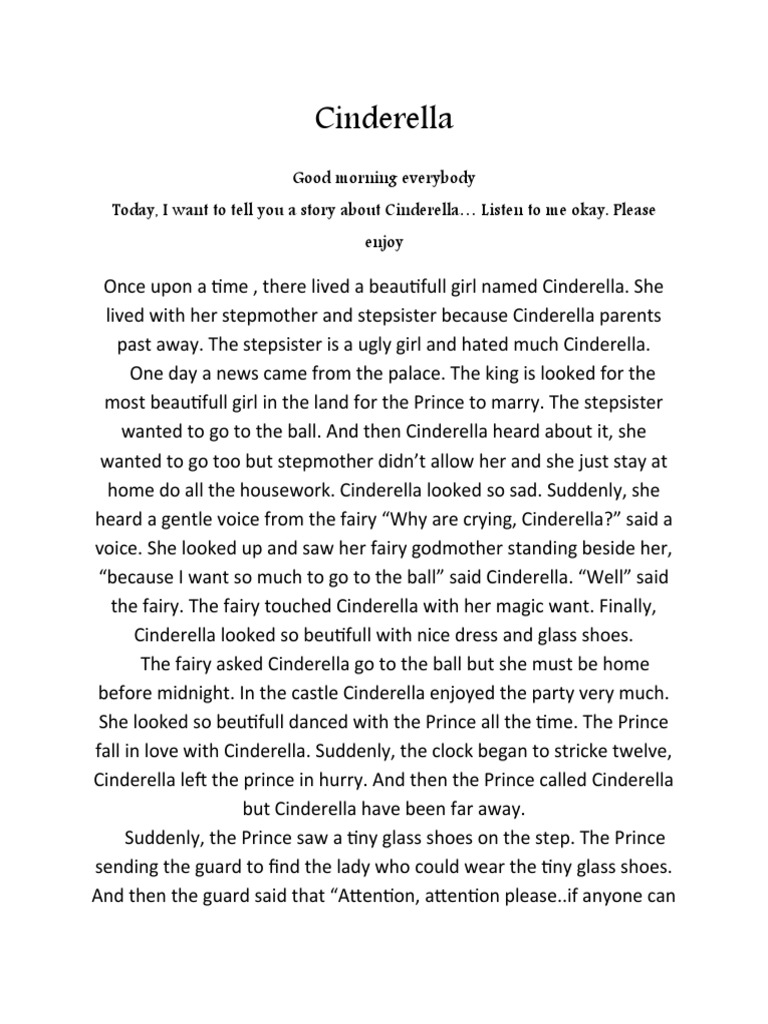 Cinderella Story Telling | PDF | Cinderella