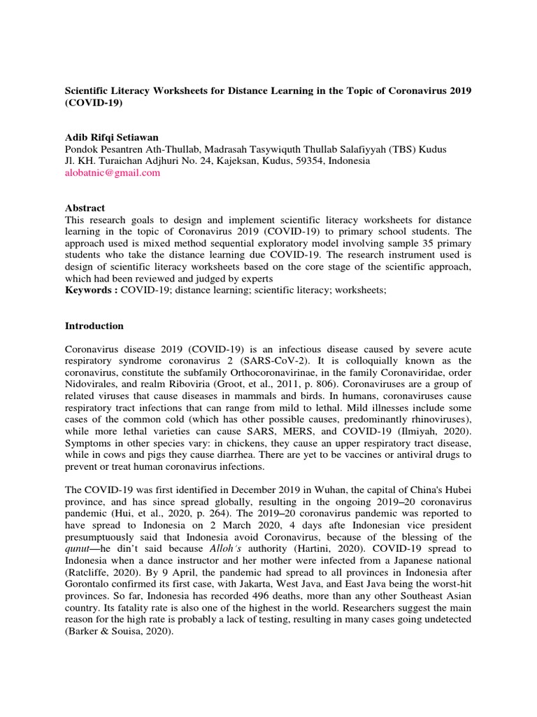 COVID-19 Scientific Literacy Worksheets | PDF | Virology | Virus