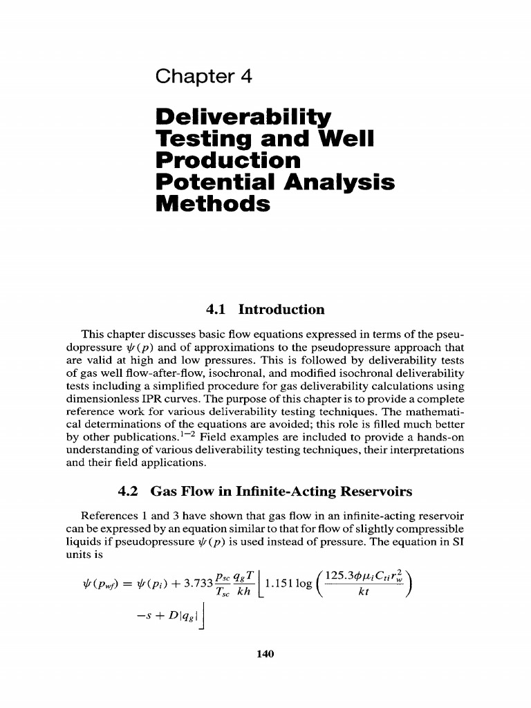 Deliverability: Testing and Well Production Potential Analysis Methods ...