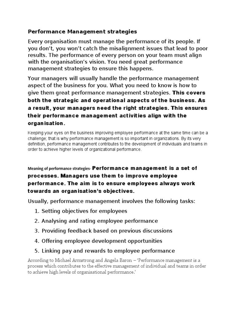 Performance Management Strategies | PDF | Goal | Employment
