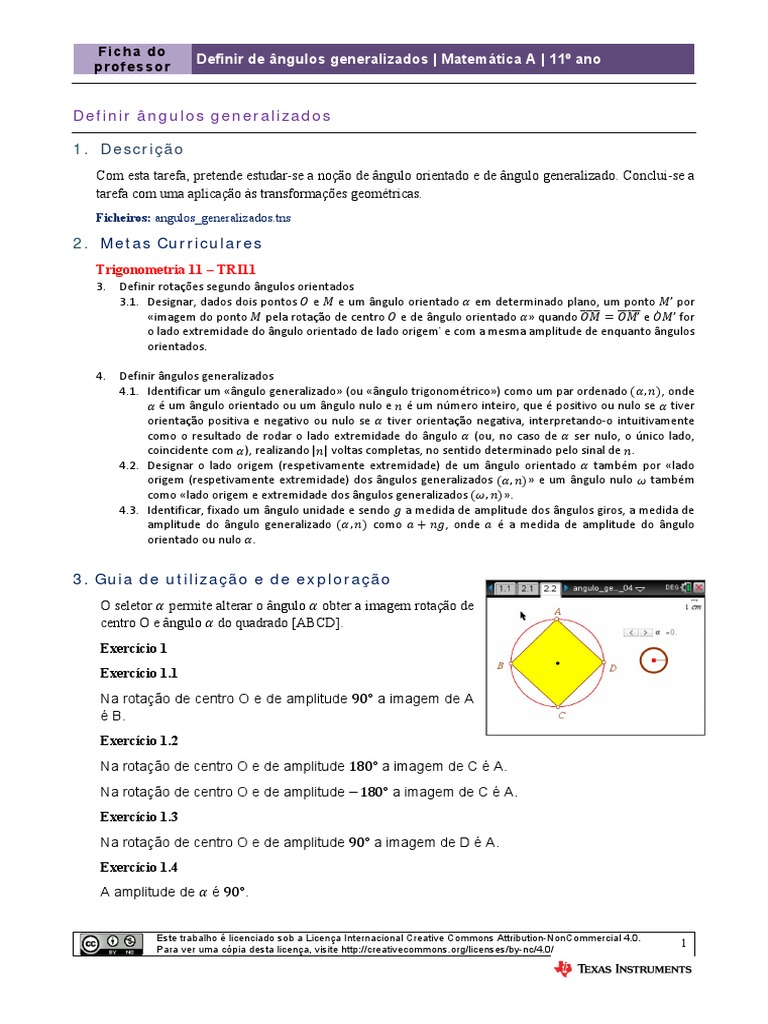 Angulo Generalizado Professor PDF | PDF | Ângulo | Objetos matemáticos