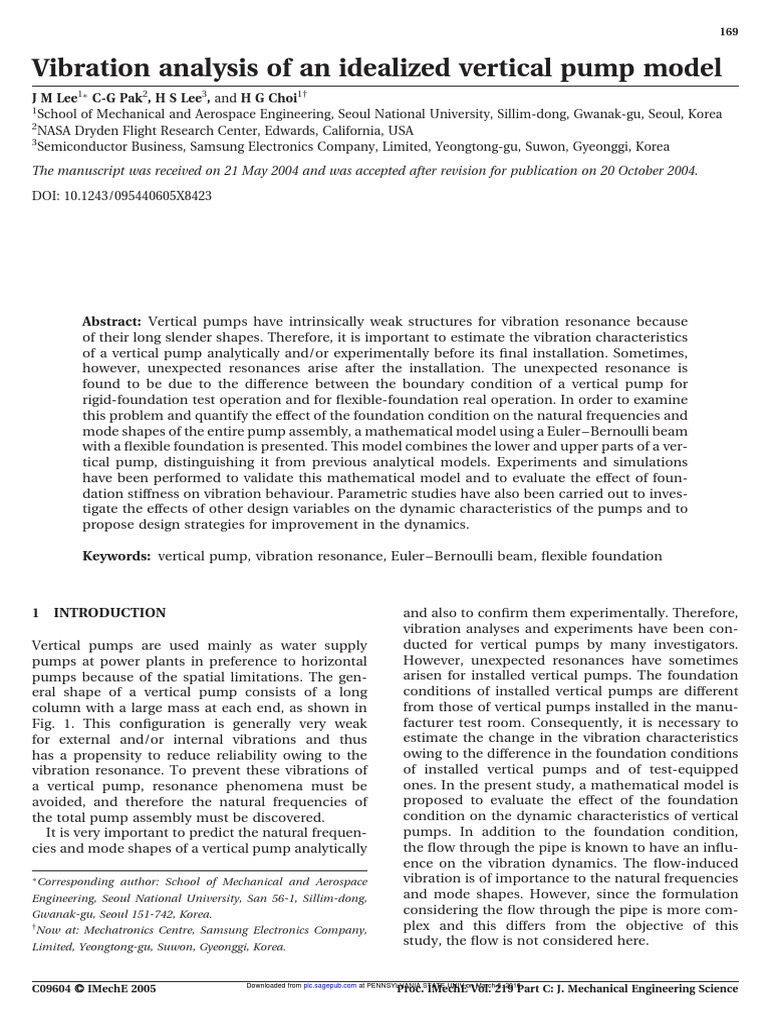 Vibration Analysis of An Idealized Vertical Pump Model | PDF ...