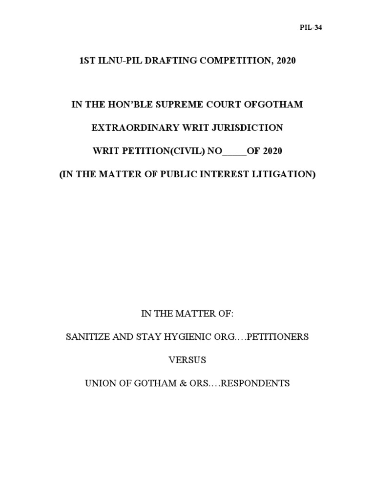 1St Ilnu-Pil Drafting Competition, 2020 | PDF | Infection | Virus