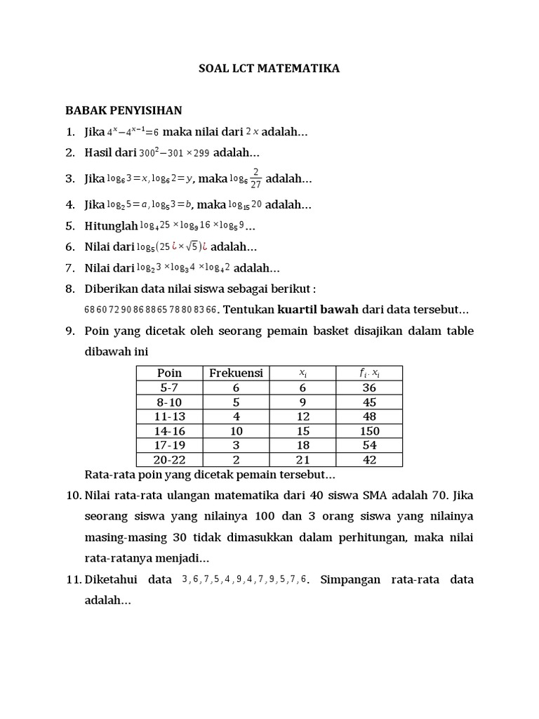 Soal LCT Matematika | PDF