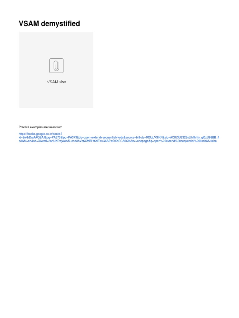 VSAM Demystified: Practice Examples Are Taken From | PDF