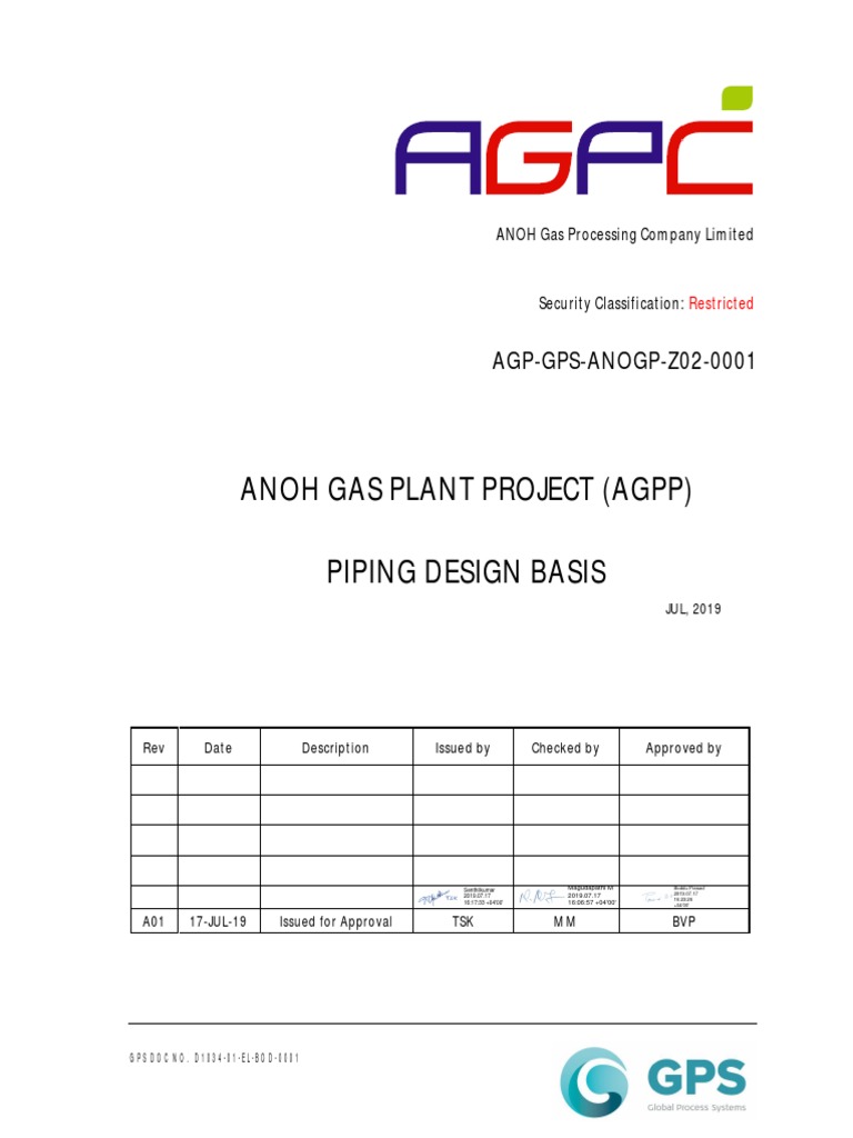 AGP-GPS-ANOGP-Z02-0001 - A01 Piping Design Basis PDF | Download Free PDF | Pipe (Fluid ...