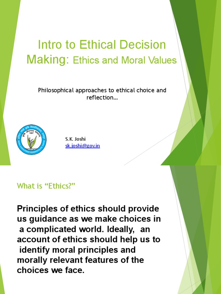 Intro To Ethical Decision Making:: Ethics and Moral Values | PDF ...