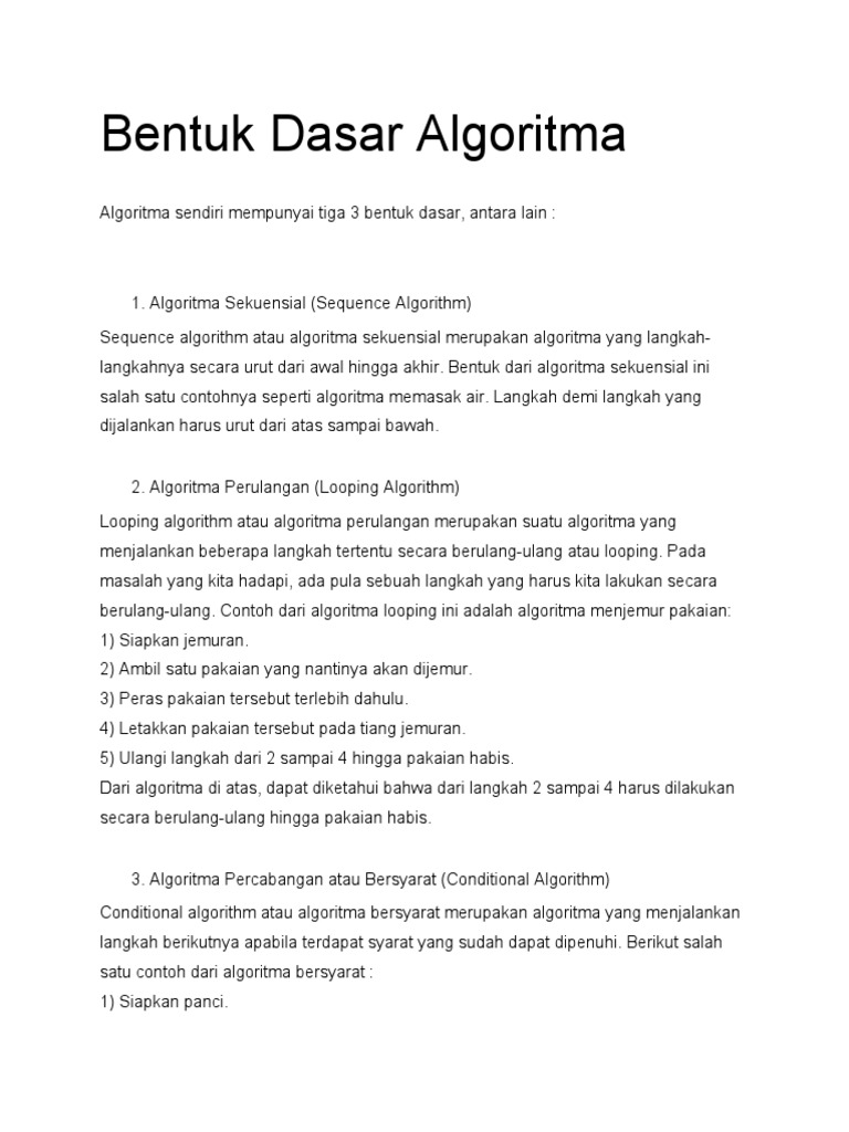 Bentuk Dasar Algoritma dan Contohnya | PDF