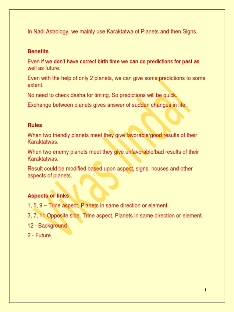 Nadi Astrology PDF | PDF | Planets In Astrology | Astrological Sign