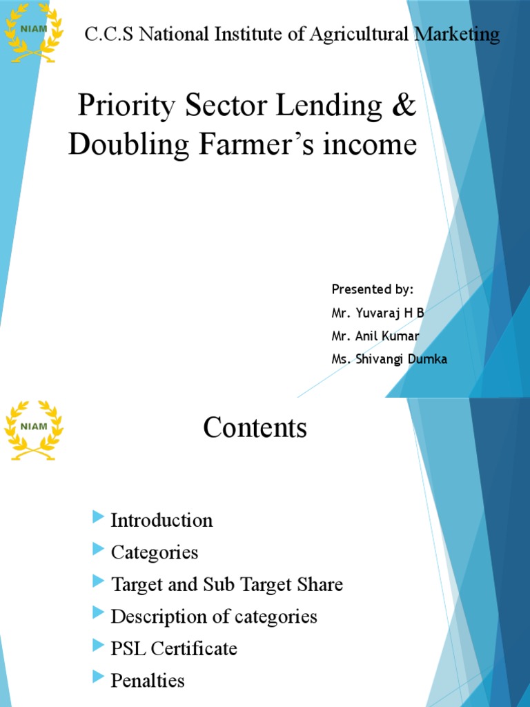 Priority Sector Lending Overview | PDF | Loans | Small And Medium Sized ...