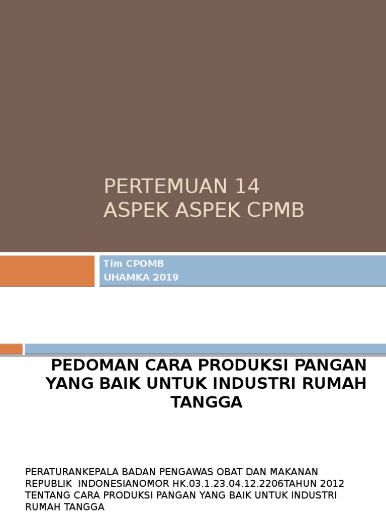 Pedoman Produksi Pangan IRT | PDF | Bisnis | Kesehatan Holistik