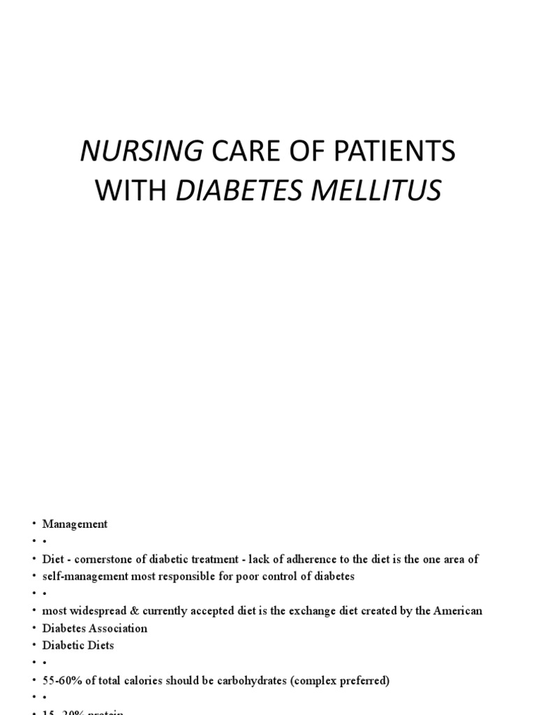 Nursing Care of Patients With Diabetes Mellitus