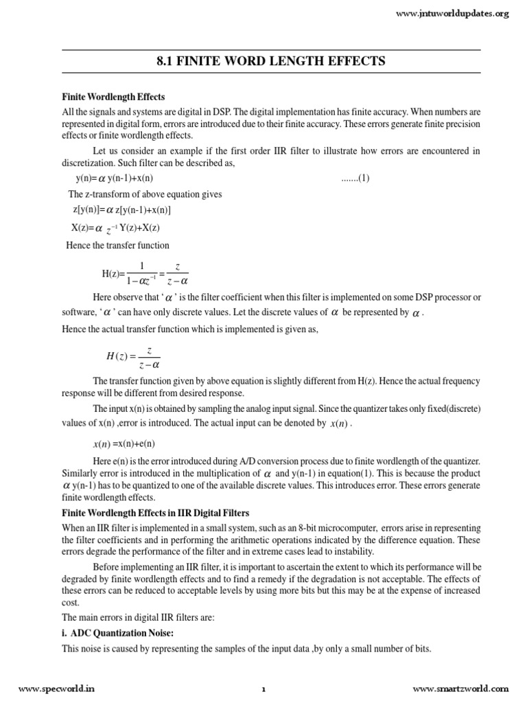 Finite Wordlength Effects in DSP | PDF | Teaching Methods & Materials