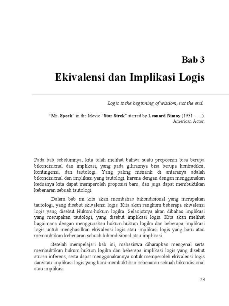 3 Ekivalensi Dan Implikasi Logis | PDF