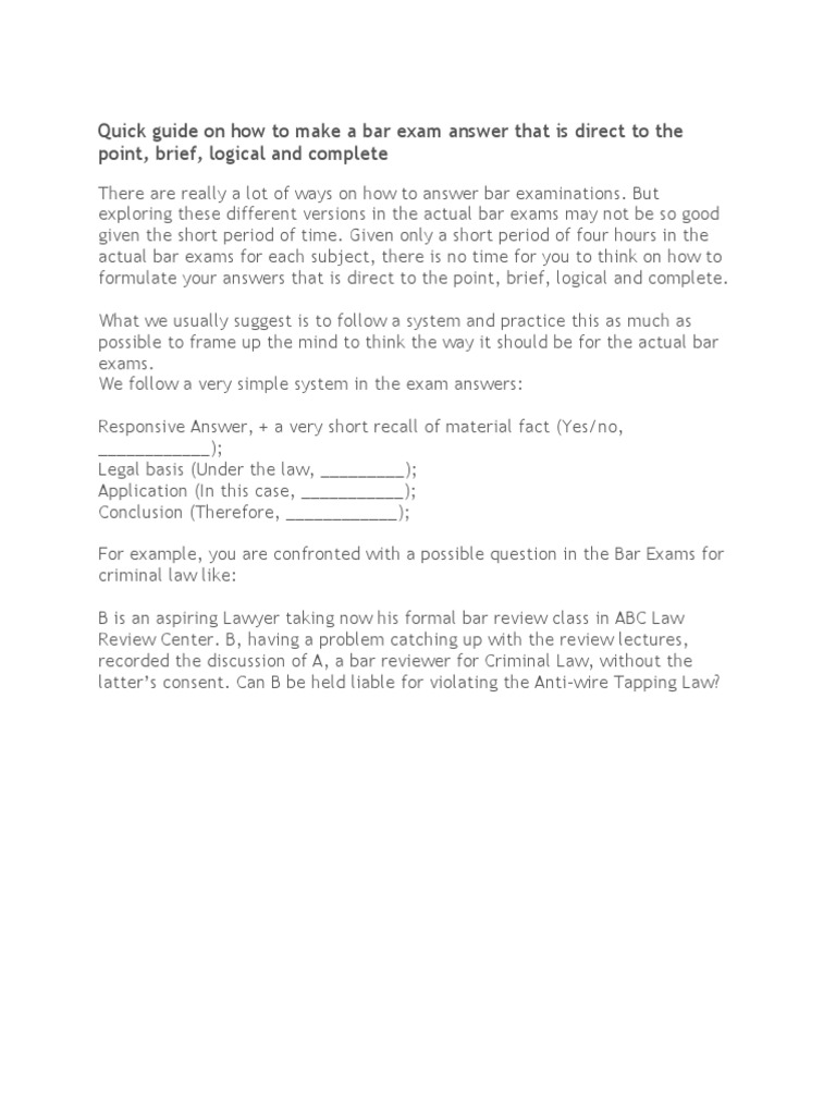 Bar Answer Formula | PDF | Test (Assessment) | Government Information