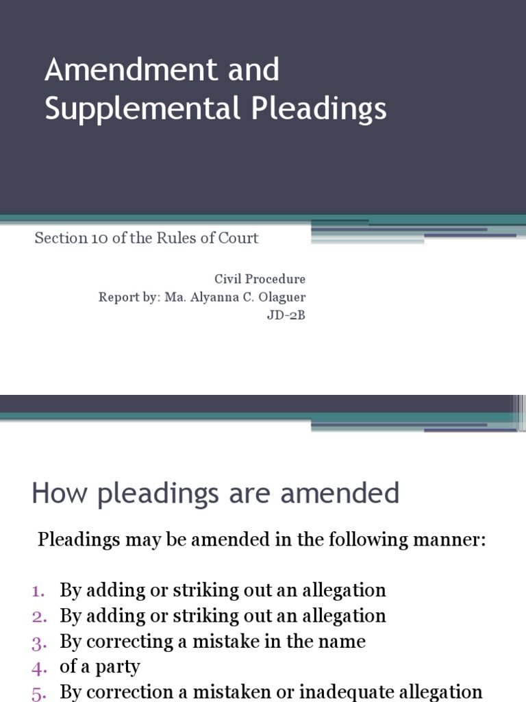 Understanding Amendment of Pleadings | PDF | Pleading | Complaint