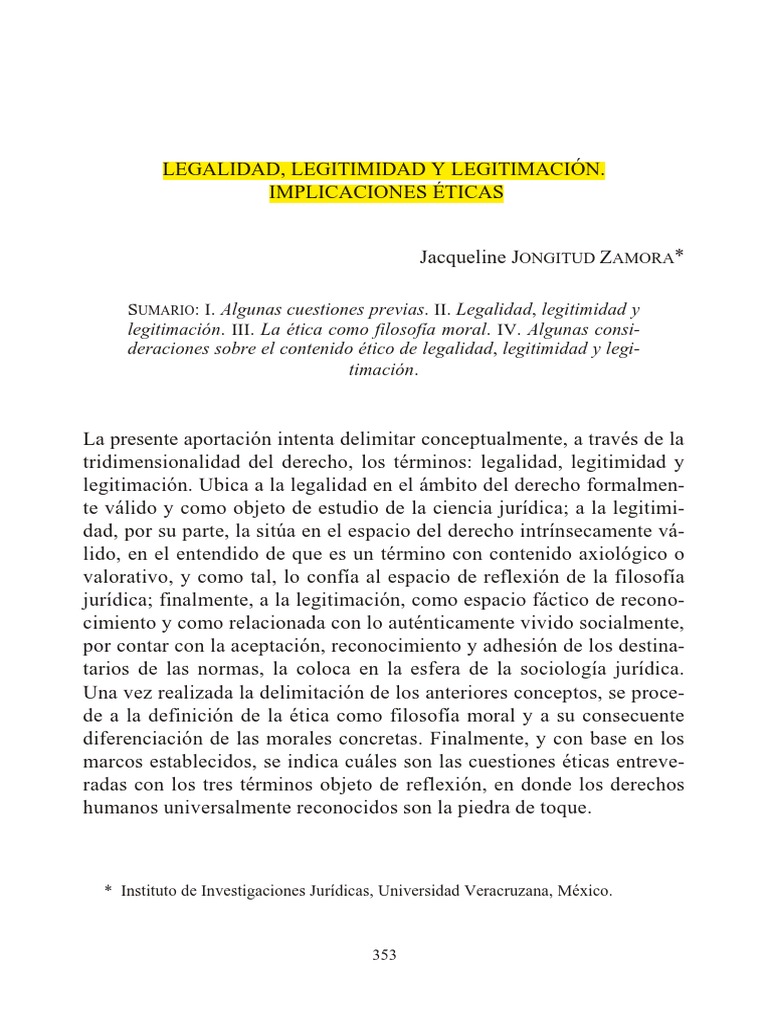 Legalidad, Legitimidad y Legitimación. | PDF | Legitimidad (política ...