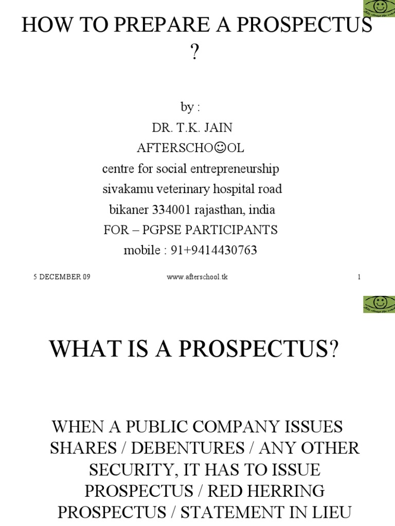How to Prepare a Prospectus Guide | PDF | Finance & Money Management