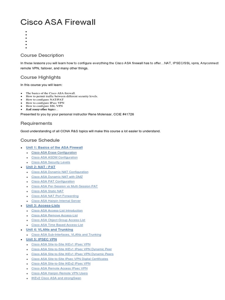 Cisco ASA Firewall - Complete PDF | PDF | Ip Address | Virtual Private ...