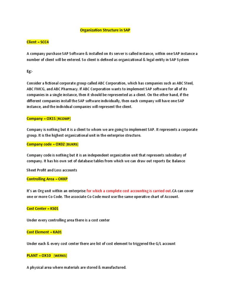 Organization Structure in SAP Client SCC4: (Rcomp) | Download Free PDF ...