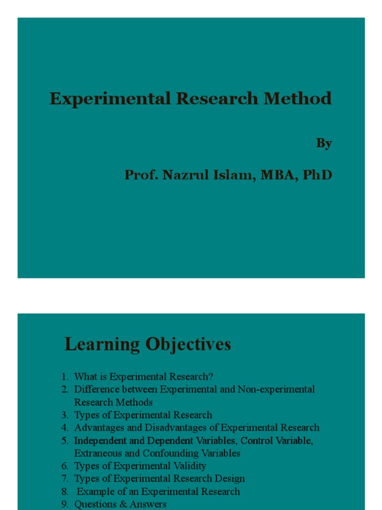 BRM - Video Lecture Slides - Experimental Research | PDF | Experiment ...