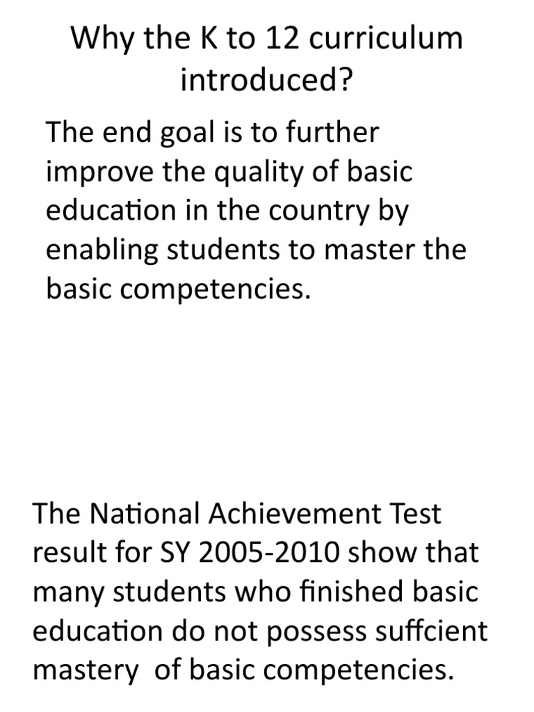 Why The Kto12 Curriculumintroduced | PDF