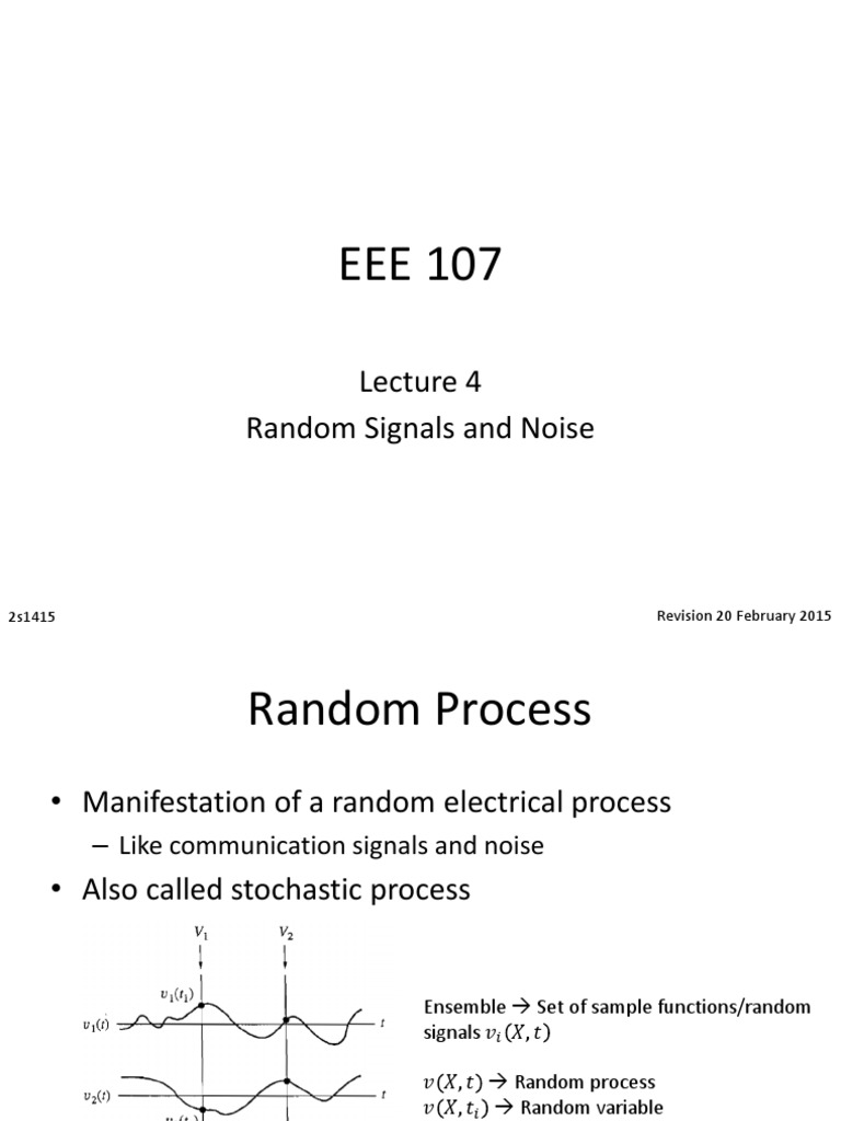 L4 Random Signals And Noise Pdf Pdf Stationary Process