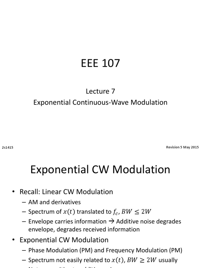 L7 Exponential CW Modulation PDF | PDF | Frequency Modulation | Radio ...