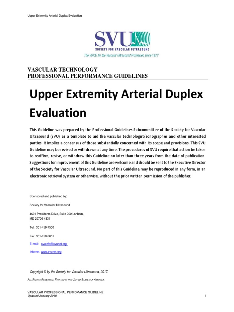 5 Upper Extremity Arterial Duplex Evaluation Updated 2018 PDF | PDF ...