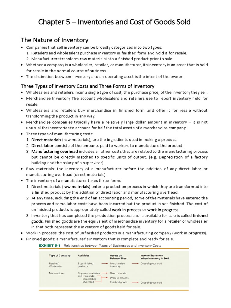 Chapter 5 (Appendix Included) | Download Free PDF | Cost Of Goods Sold | Inventory Valuation