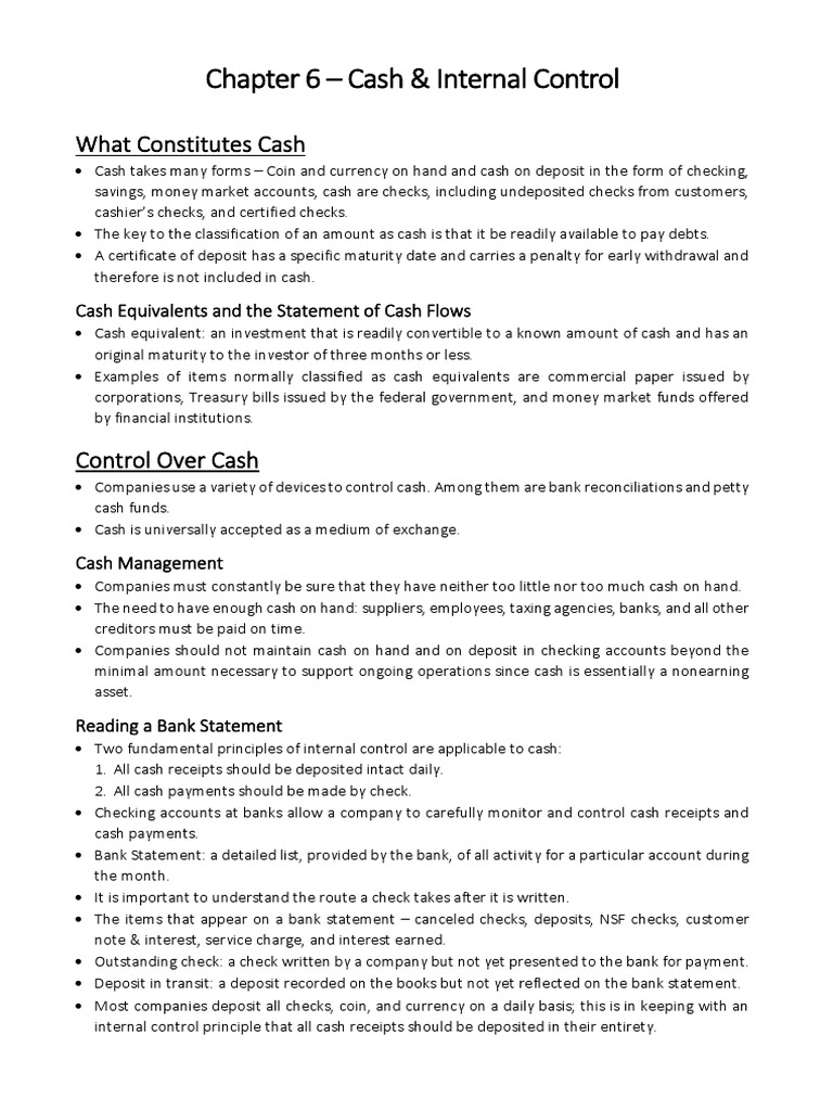 Chapter 6 - Cash & Internal Control | PDF | Internal Control | Cheque
