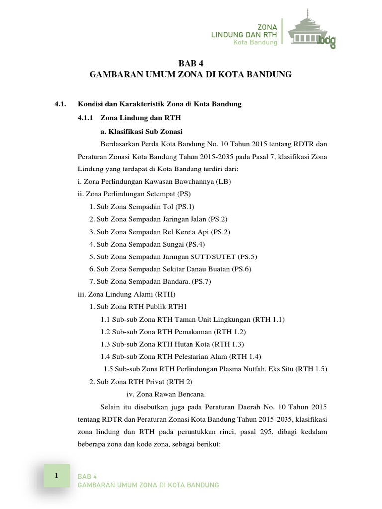 Zona Lindung dan RTH Kota Bandung | PDF