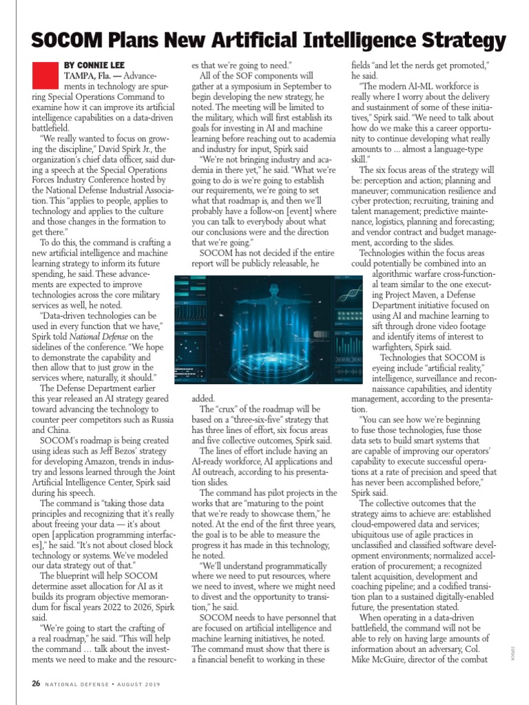 SOCOM Plans New Artificial Intelligence Strategy: TAMPA, Fla. | PDF ...