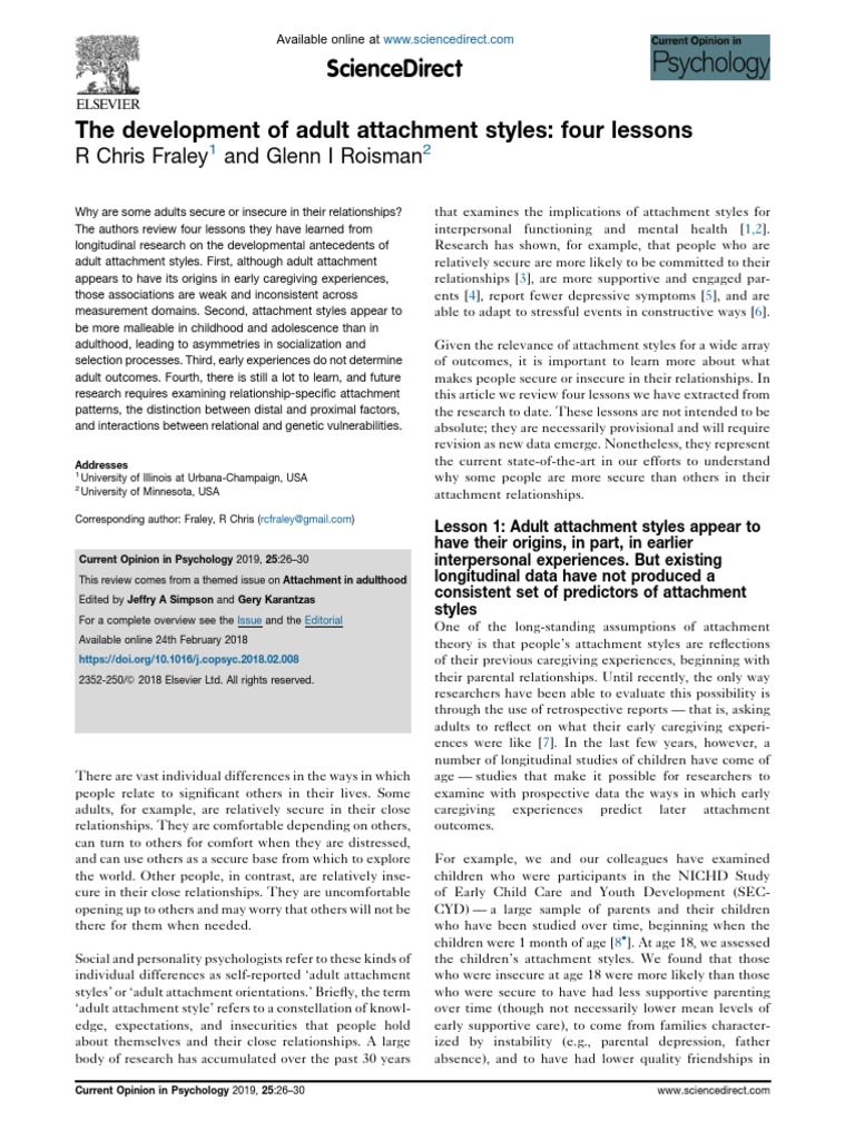 The Development of Adult Attachment Styles PDF | PDF | Attachment ...