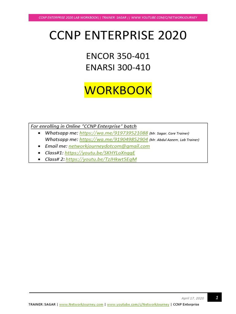 CCNP ENTERPRISE WORKBOOK V1.0-Workbook | PDF | Computer Networking | Network Protocols