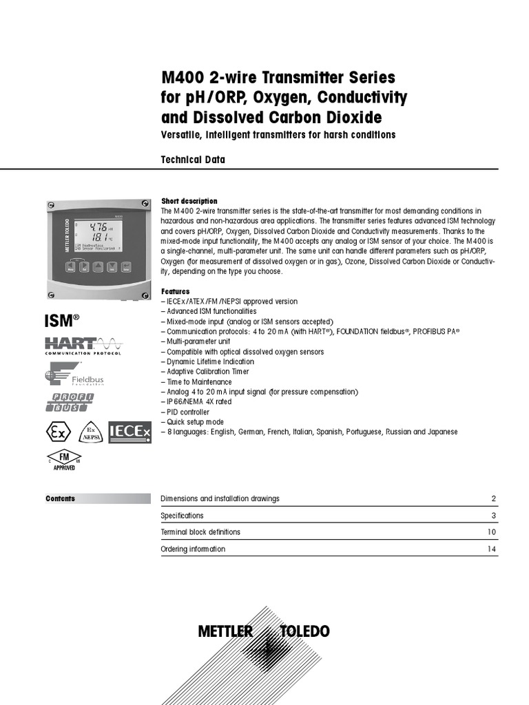 M400 2-Wire Transmitter Series For PH / ORP, Oxygen, Conductivity and ...
