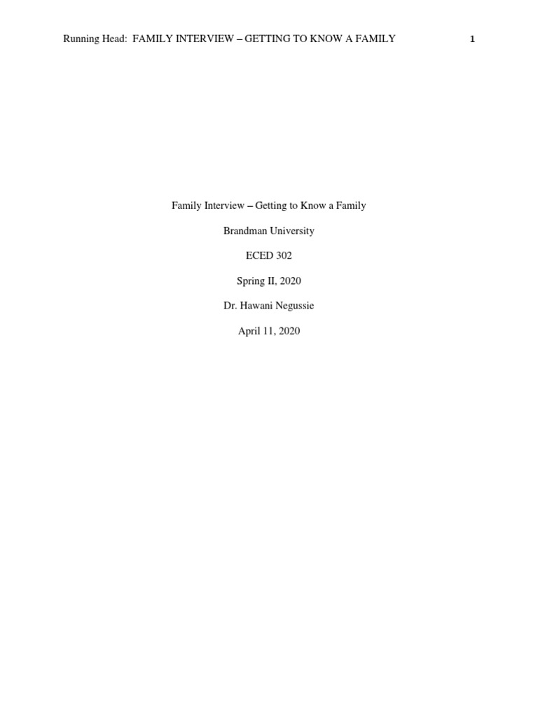 Family Interview-Getting To Know A Family | PDF | Competence (Human ...