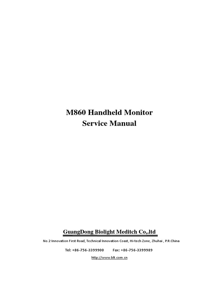 M860 Handheld Monitor Service Manual: Guangdong Biolight Meditch Co ...
